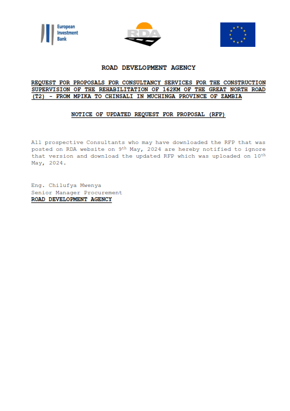 Consultancy Tenders – Road Development Agency